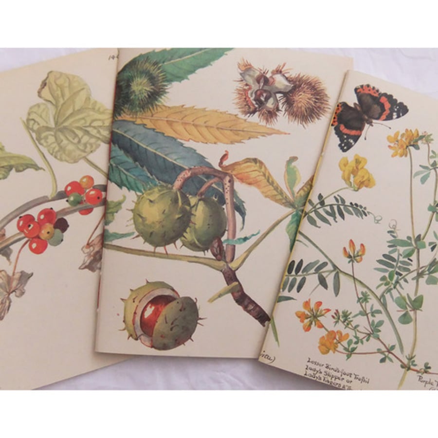 Set of 3 hand-sewn notebooks / journals made fr... - Folksy