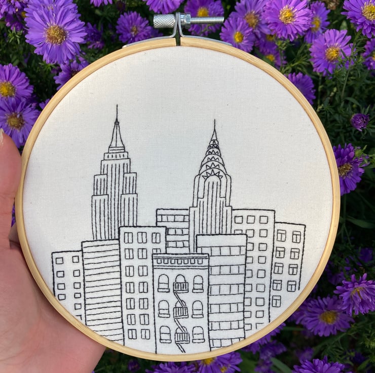 New York Hand Embroidery Kit, Cityscape Archite... - Folksy
