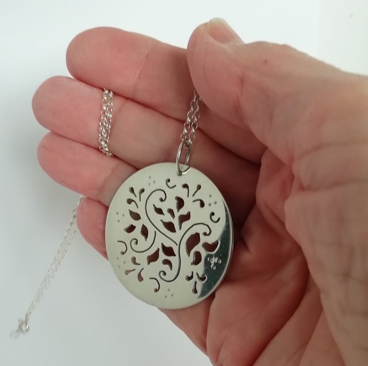 Large Floral Design Filigree Necklace - Folksy