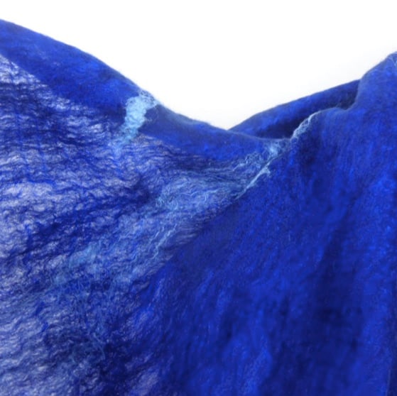 Long deep blue nuno felted scarf with silk fibr... - Folksy