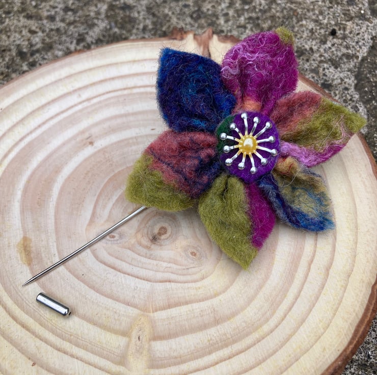 Flower scarf pin, shawl pin, brooch, hand made ... - Folksy