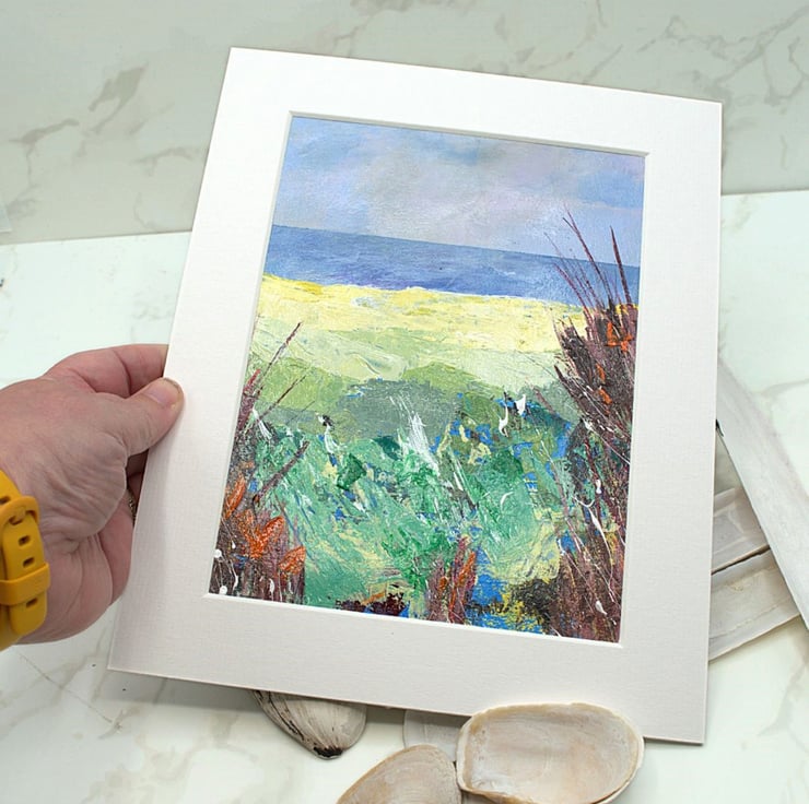 A small mounted painting - Scottish coastline -... - Folksy
