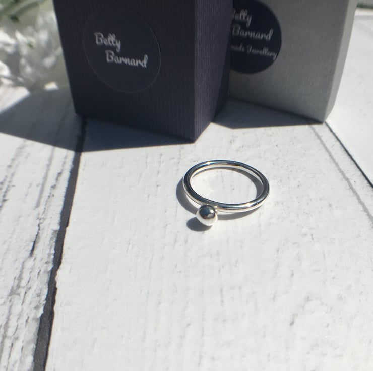 Stacking Eco Sterling Silver Ball Ring - Folksy
