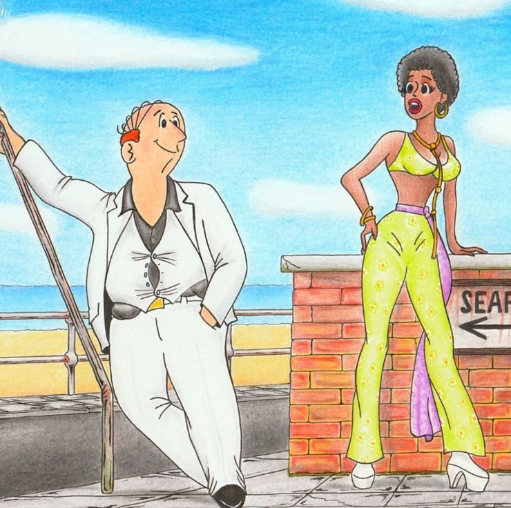 Seaside Humour Card: Seventies Themed Cartoon I... - Folksy
