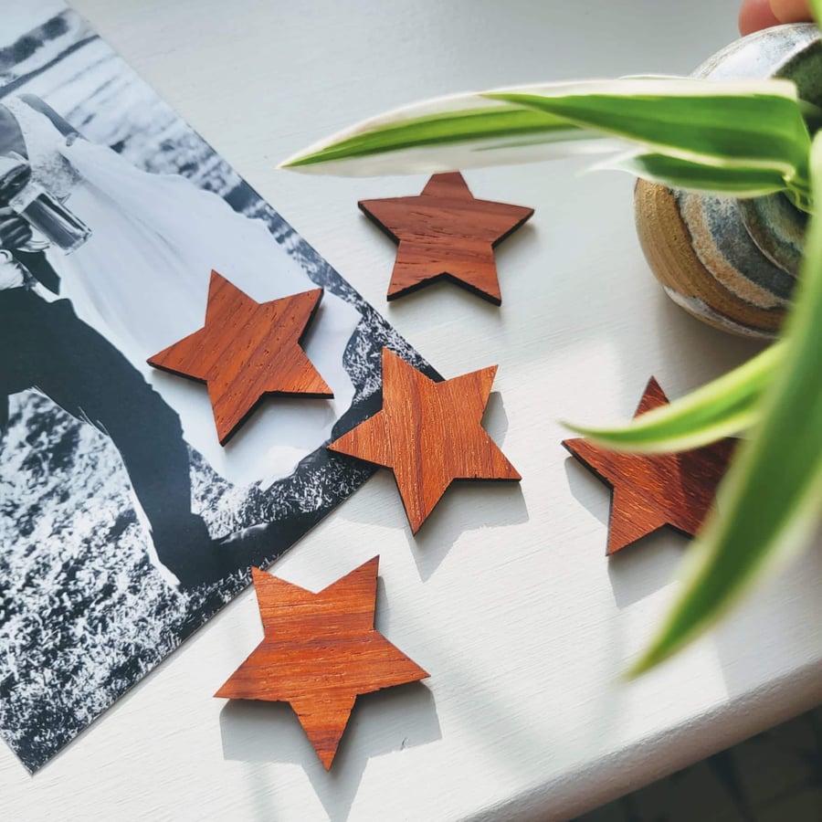 WOODEN STAR fridge magnets set of 5 Magnets Sta... - Folksy