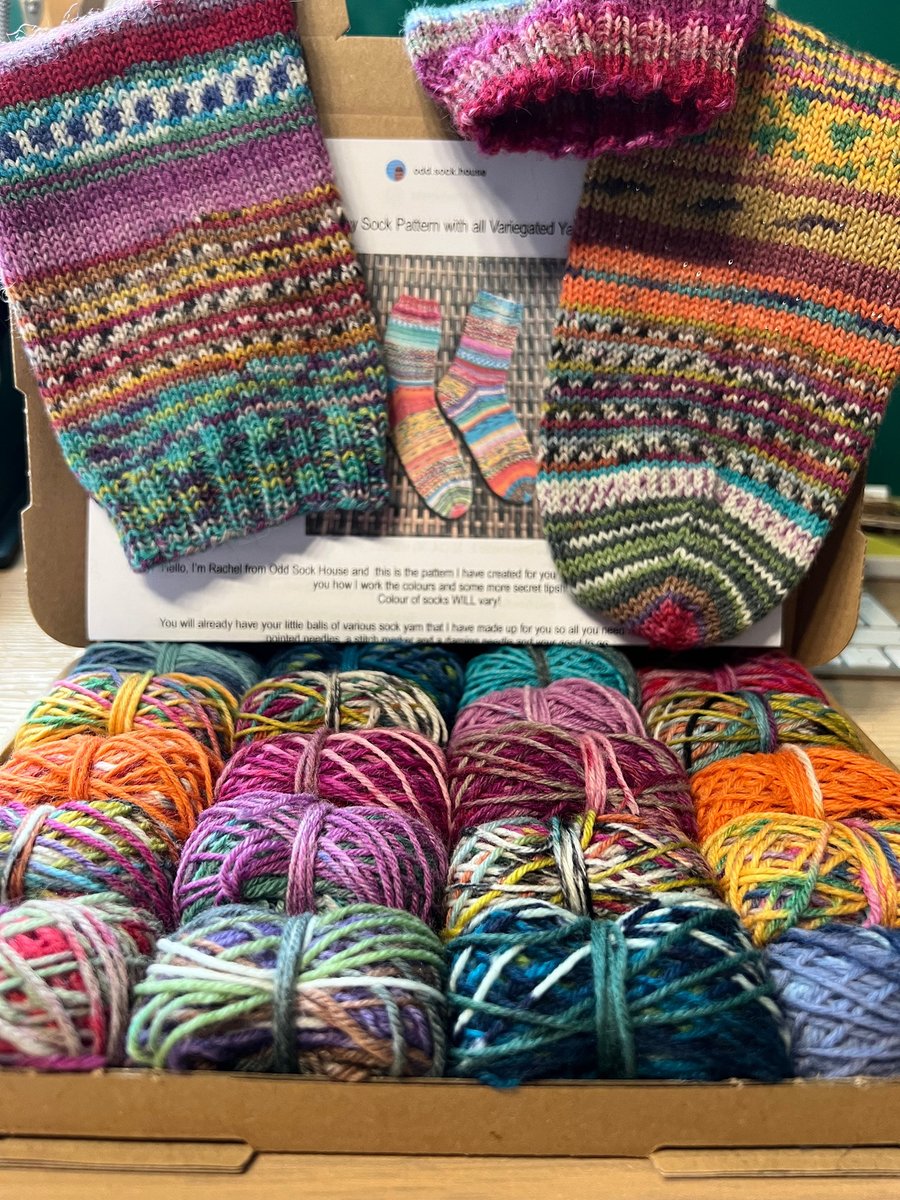 Scrappy socks knitting kit with all Variegated ... - Folksy