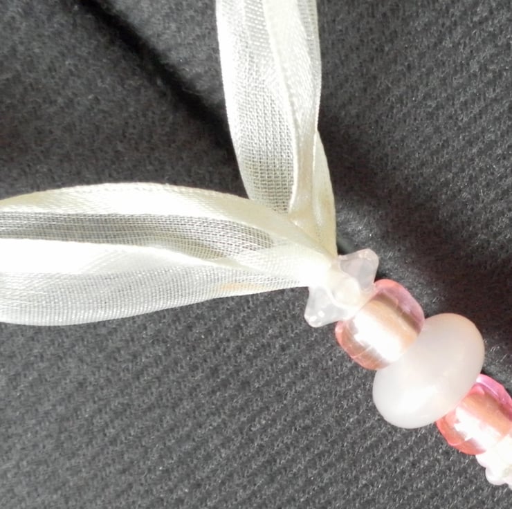 Shades of Pink Beads on Ribbon, Necklace and Br... - Folksy