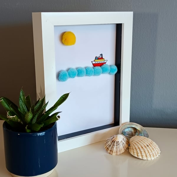 Ship Sailing on the Sea - 3D Collage Art - made... - Folksy
