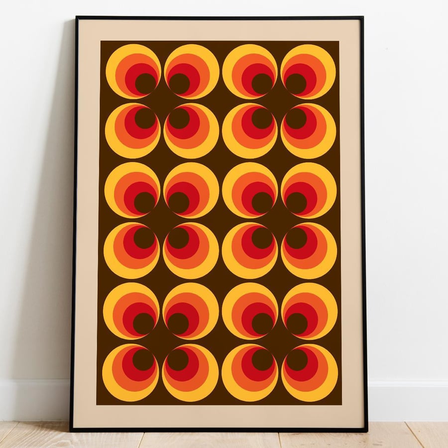 Retro Shapes Print, Sixties and Seventies inspi... - Folksy Retro Shapes Print, Sixties and Seventies inspi... - Folksy