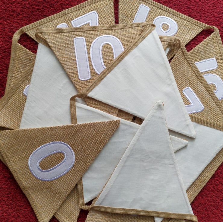Numbers Straight Leg Bunting Hessian - 0-10; 1-... - Folksy