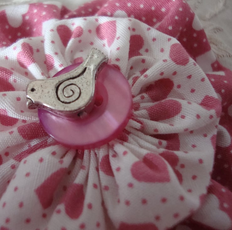 Sweet Songbird Suffolk Puff Brooch - Folksy