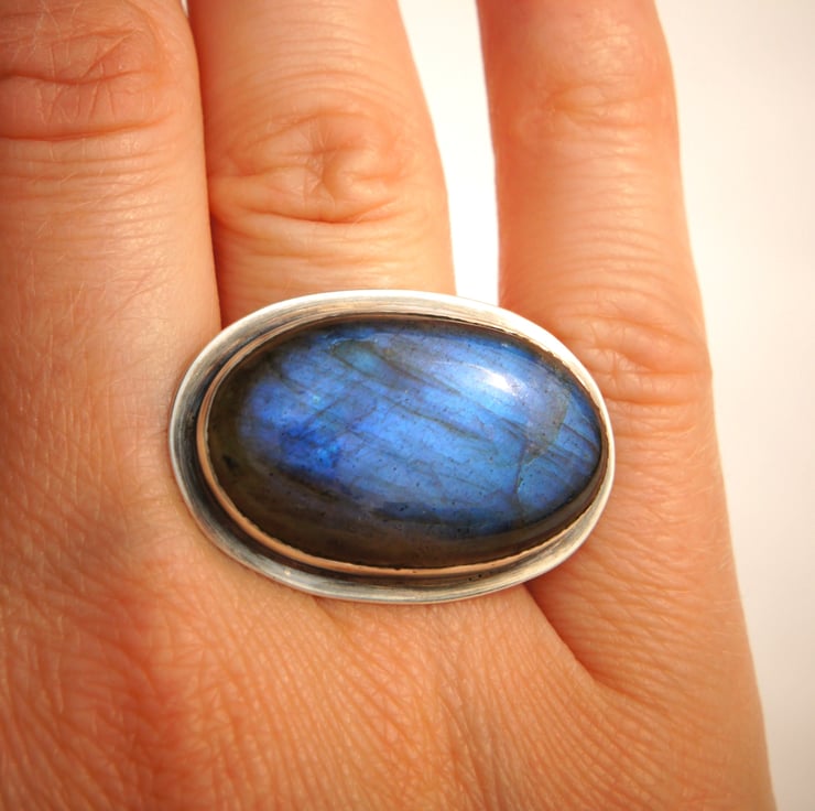 Soft Indigo Glow Oval Cabochon Labradorite and ... - Folksy