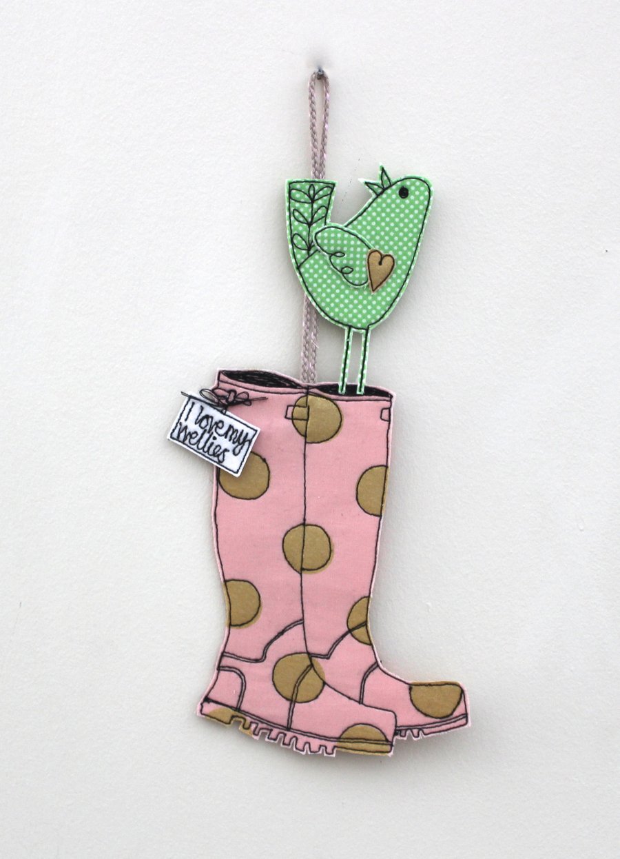 'I love my wellies' - Hanging Decoration - Folksy