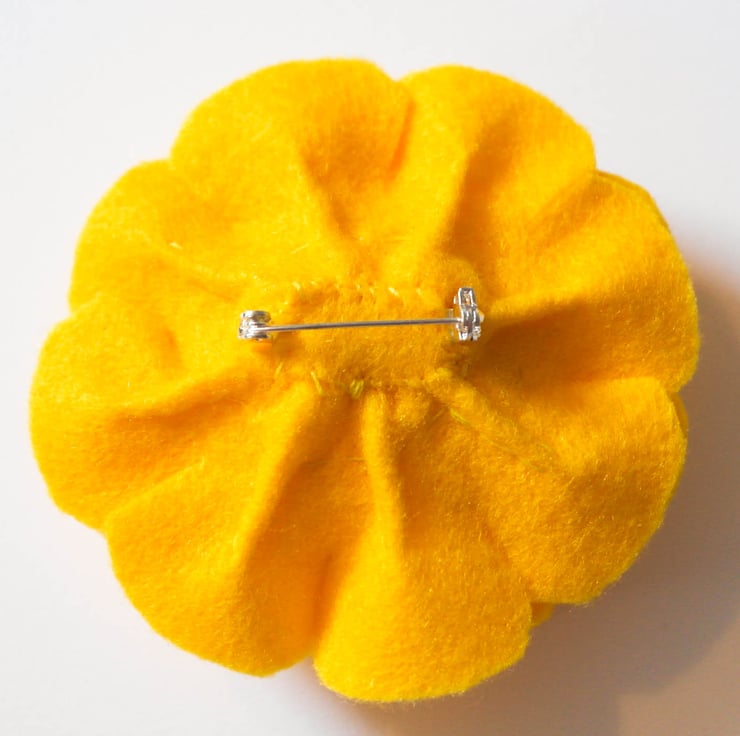 Flower brooch. Handmade yellow felt flower broo... - Folksy
