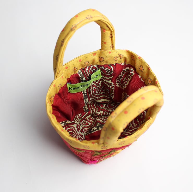 Tiny Cherokee red needlecord bag with hand embr... - Folksy