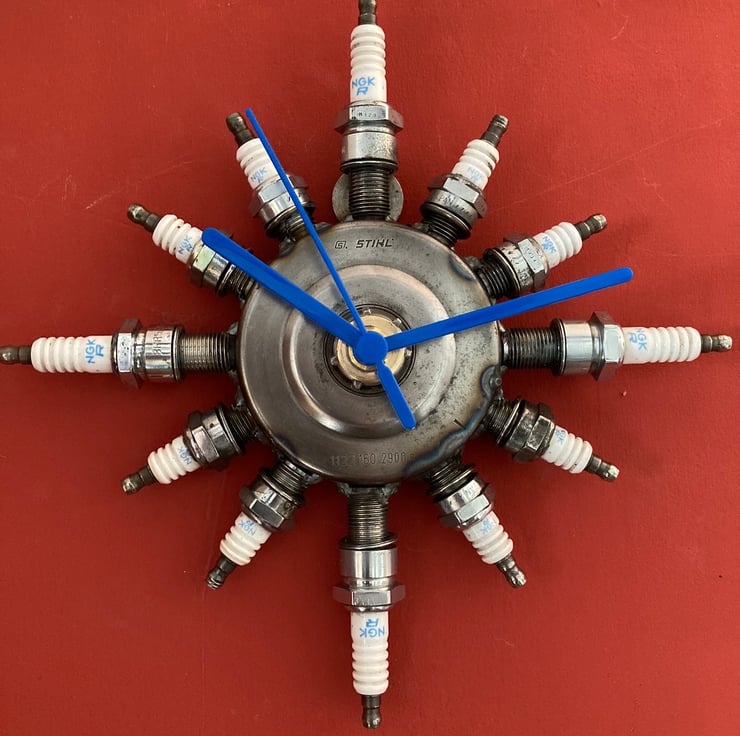 Sunburst Wall Clock, built from Repurposed Spar... - Folksy