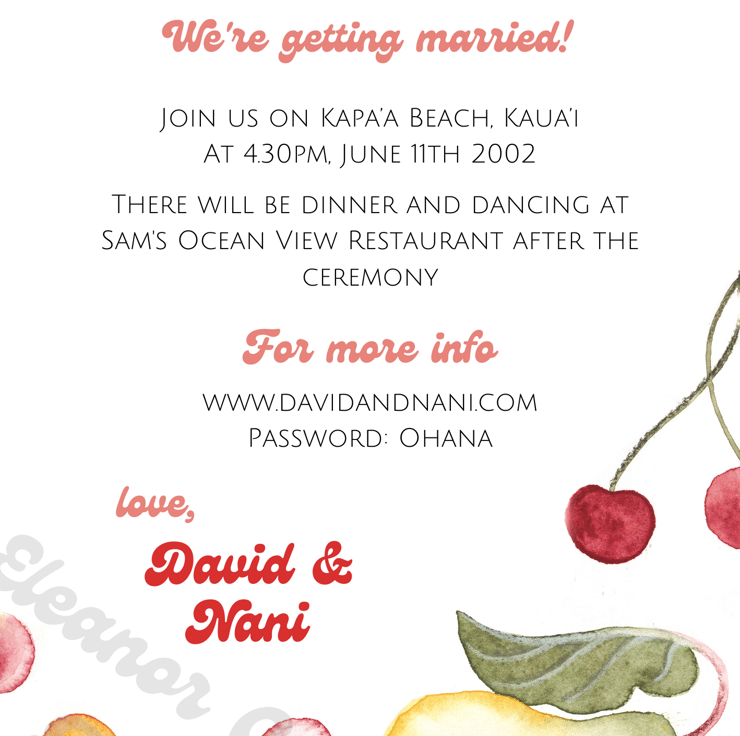 10 Summer fruits wedding invitations, A5 waterc... - Folksy