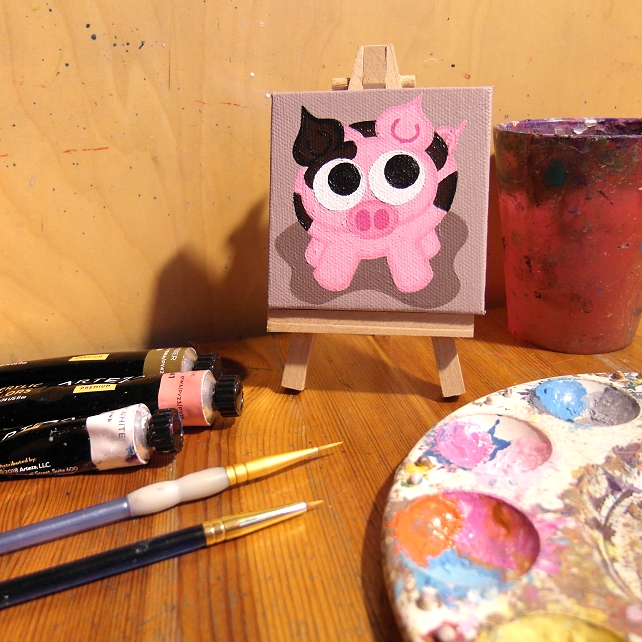 Sold Cute Mini Pig Painting - Folksy