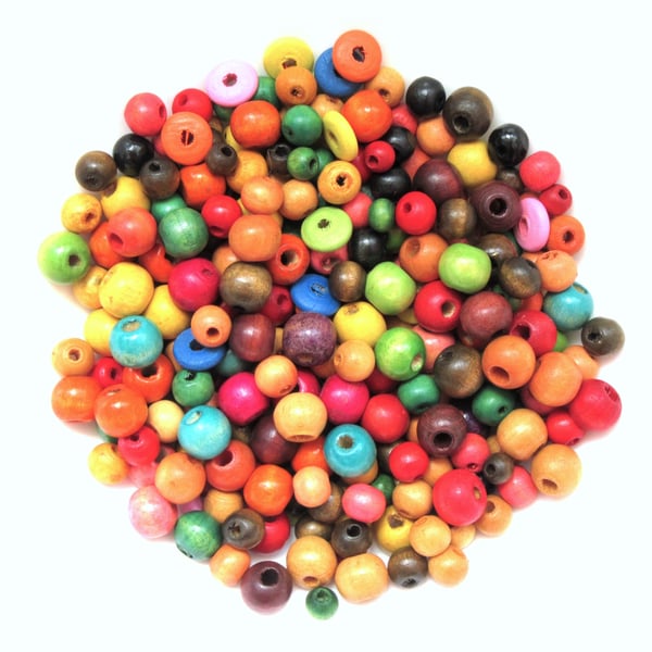 Small Mixed Colourful Wooden Beads 50g - Folksy