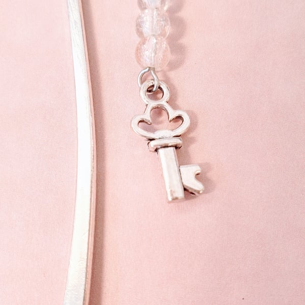Silver-Plated Bookmark with Clear Glass Beads a... - Folksy