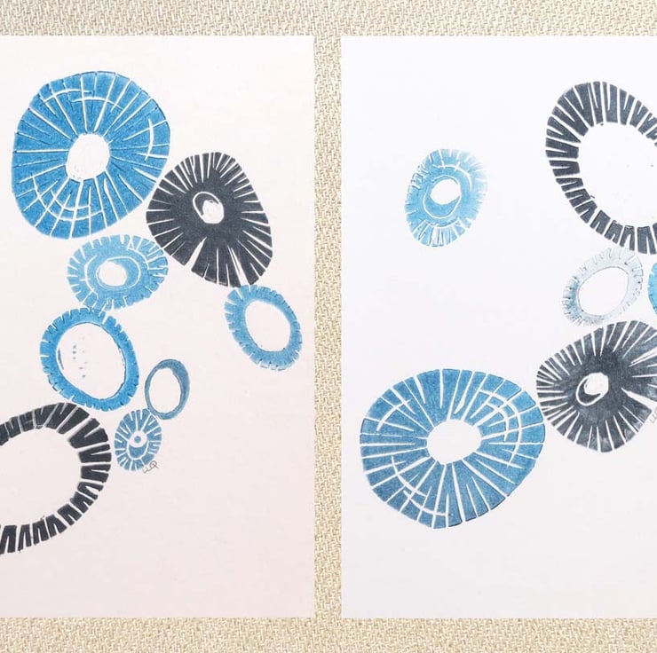 OOAK monoprint seaside sea shells modern contem... - Folksy