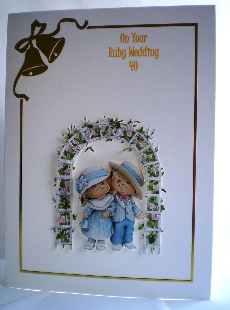 Handmade Ruby Anniversary Card - Folksy