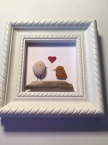 Pebble art bird picture - Folksy
