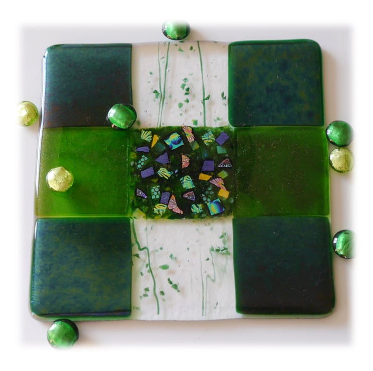 Fused Glass Trivet Green Trivet 16cm 025 - Folksy