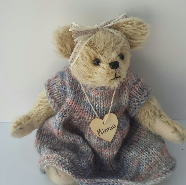 Minnie, 9" Dressed Mohair Bear, OOAK Colle... - Folksy