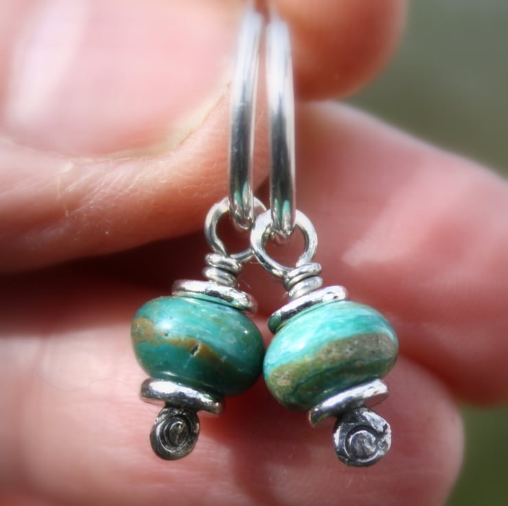 Peruvian opal sterling silver earrings - Folksy