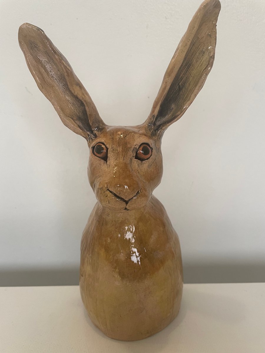 Handmade ceramic hare bust - Folksy