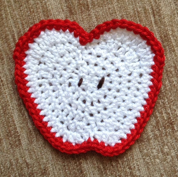 Crocheted Apple shaped coasters - Folksy