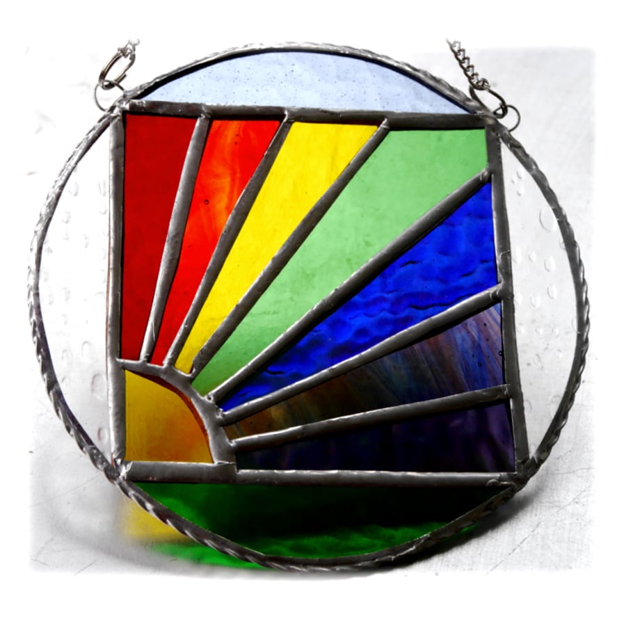 Rainbow Weather Suncatcher Stained Glass Handma... - Folksy