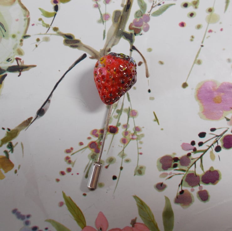 Small Succulent Red STRAWBERRY PIN 3D Wedding B... - Folksy