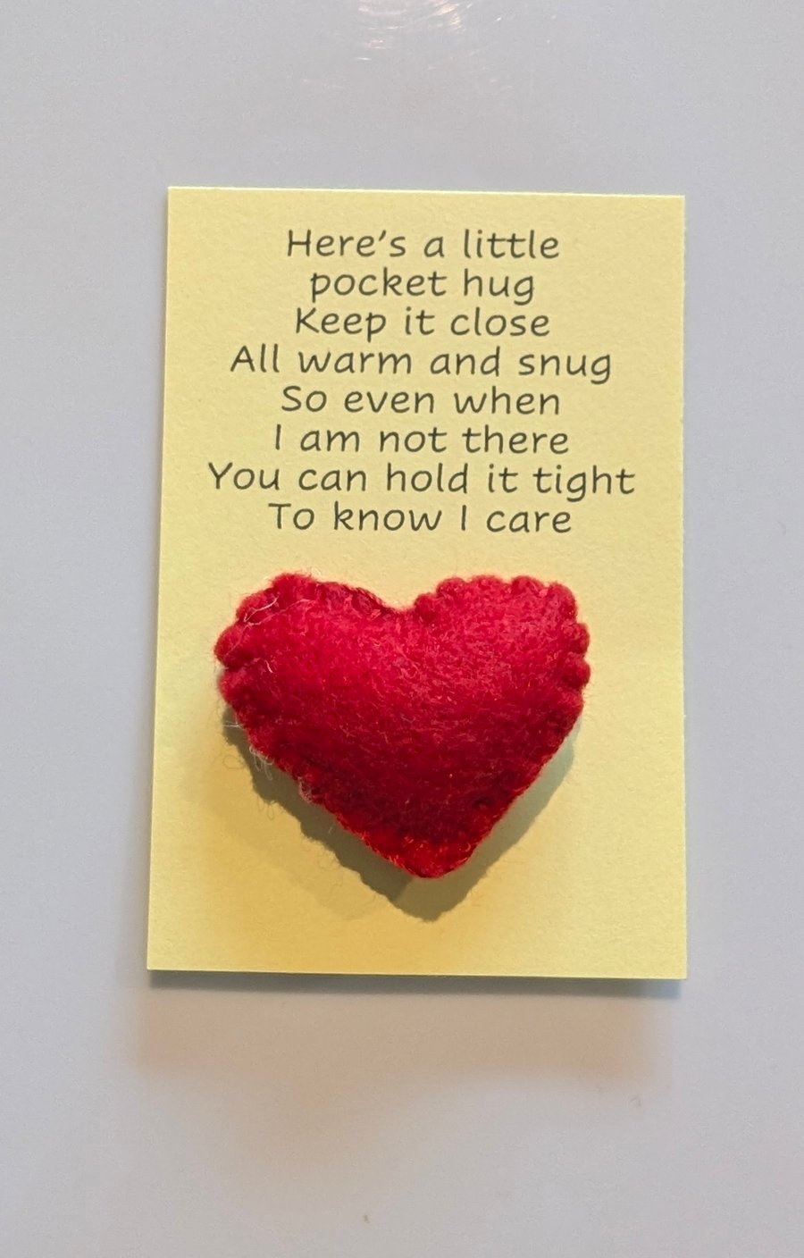 Handmade felt mini heart shaped pocket hug red - Folksy