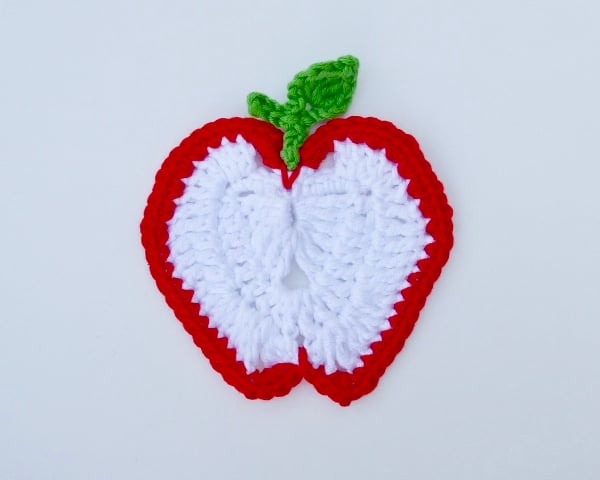 Apple coaster, crochet appliqué - Folksy
