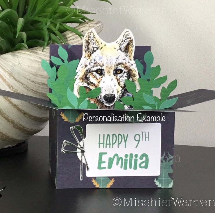White Wolf 3D Box Card. Blank or personalised. ... - Folksy