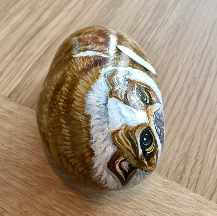 Dog painted pebble rock art pet portrait garden... - Folksy