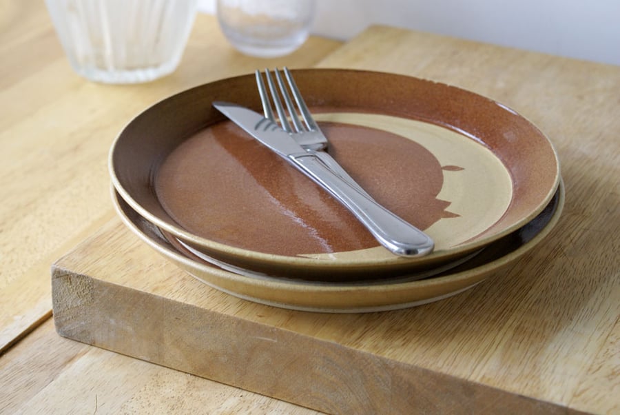 SALE - Hand thrown sun and moon dinner plates, ... - Folksy
