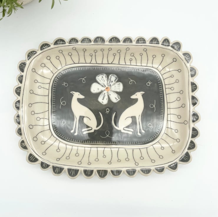 Unique Handmade Serving Platter with Dogs and F... - Folksy