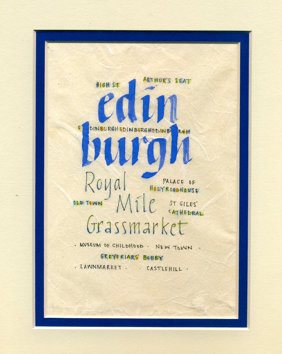 Edinburgh original calligraphy word art gift - Folksy