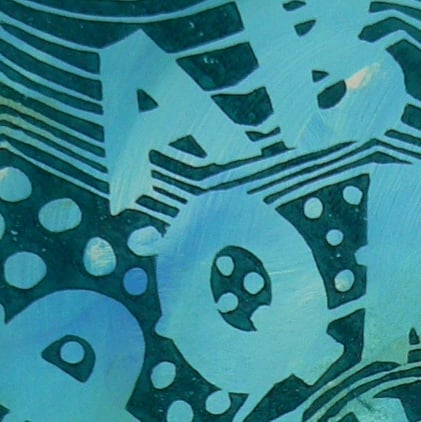 Alphabet blue linocut print - Folksy