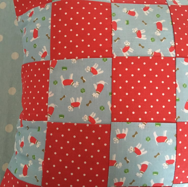 Cath Kidston stanley dog , red dot fabric patc... - Folksy