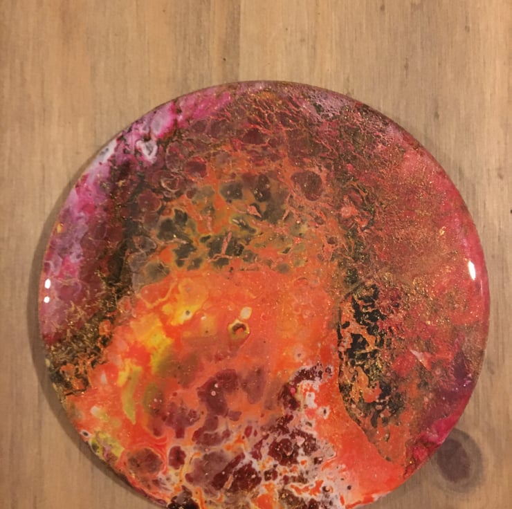 Red, lightweight, round , fluid art coasters,... - Folksy