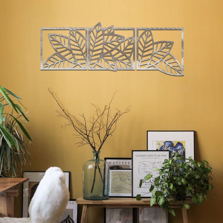 Triple Panel Leaves Metal Art - Stylish Decor f... - Folksy