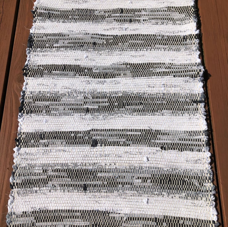 Black Grey and White Rag Rug - Folksy