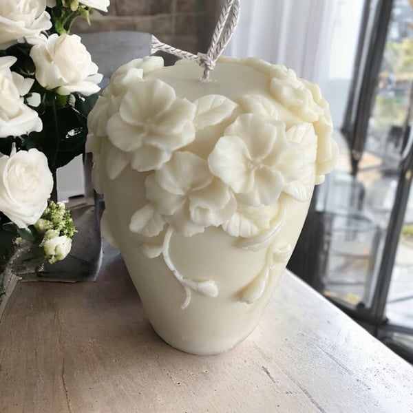 Large Rattan Flower Candle, Decorative Candle, ... - Folksy