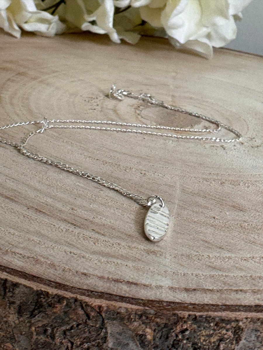 Fine Silver Oval Pendant - Folksy