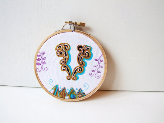 V embroidery hoop, initial letter V embroidery,... - Folksy