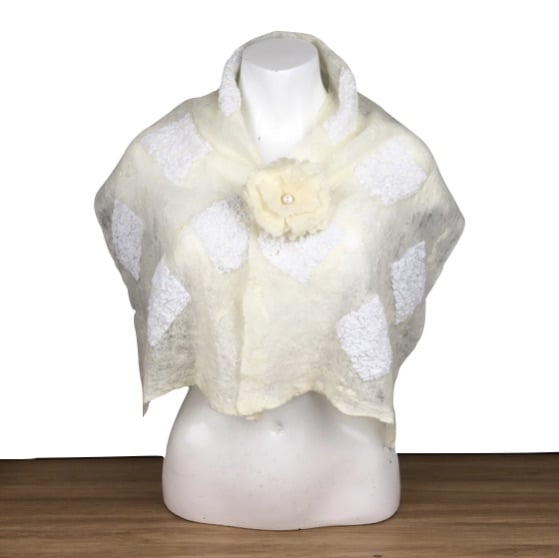 Lightweight felted wedding scarf or shawl, whit... - Folksy